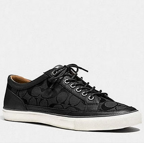 Coach | Shoes | Coach Mens Porter Signature Sneakers Black Logo Canvas ...